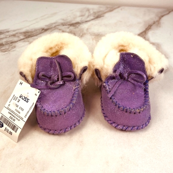 Tucker + Tate | Shoes | Tucker Tate Leather Fur Lined Purple Glitter ...